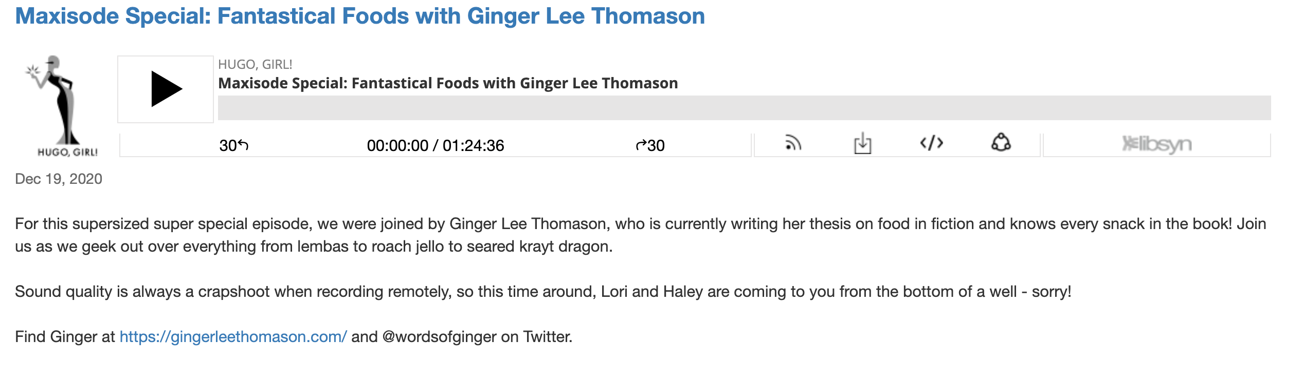 ginger lee thomason – By Grabthar's Hammer, the road goes ever on. 🖖